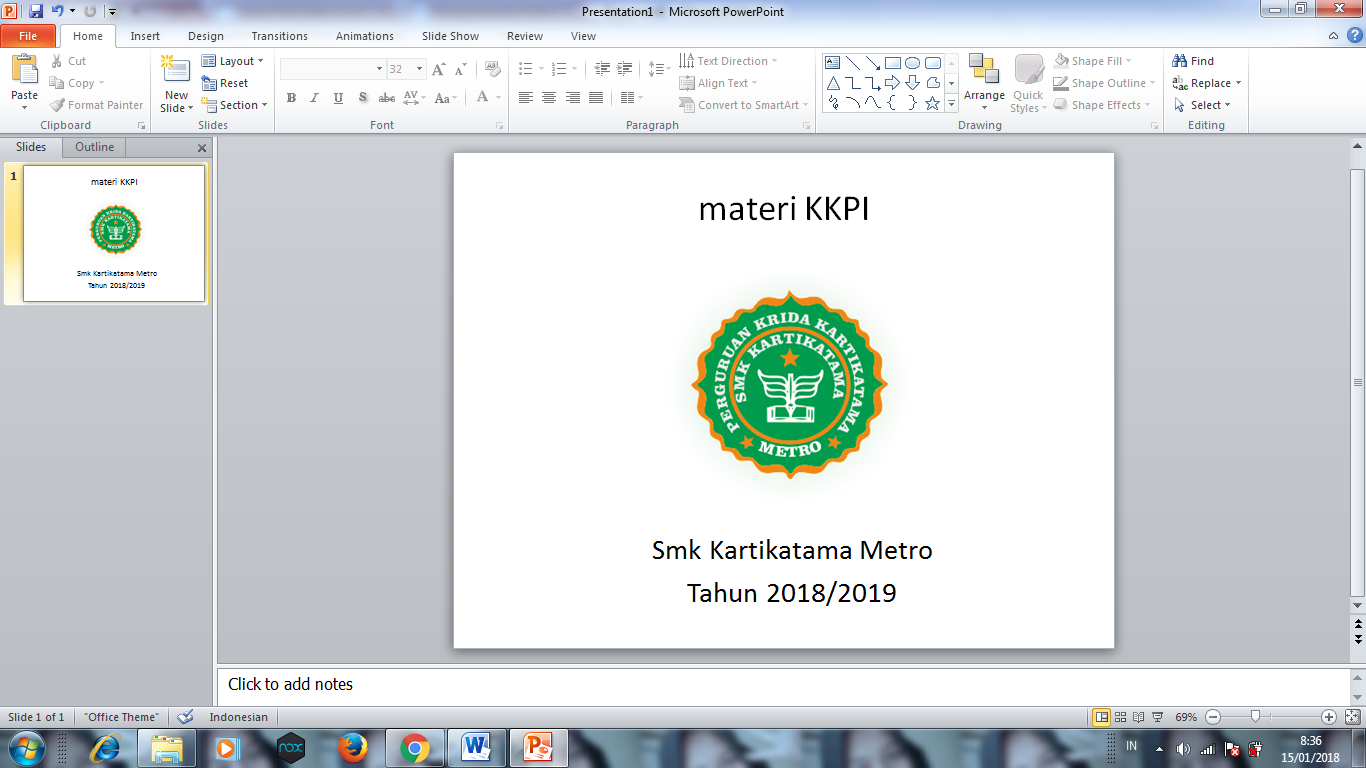 Gambar4.2. Tampilan Slide pertama dari sebuah Presentasi