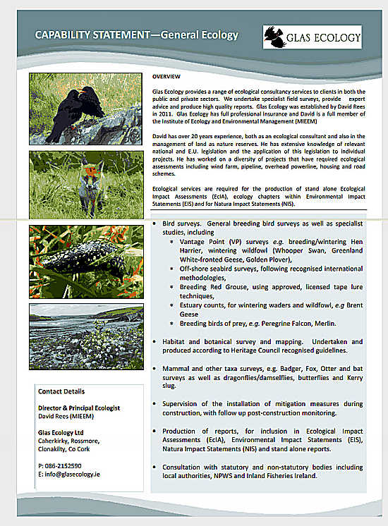 Glas Ecology: Capability Statement - General Ecology