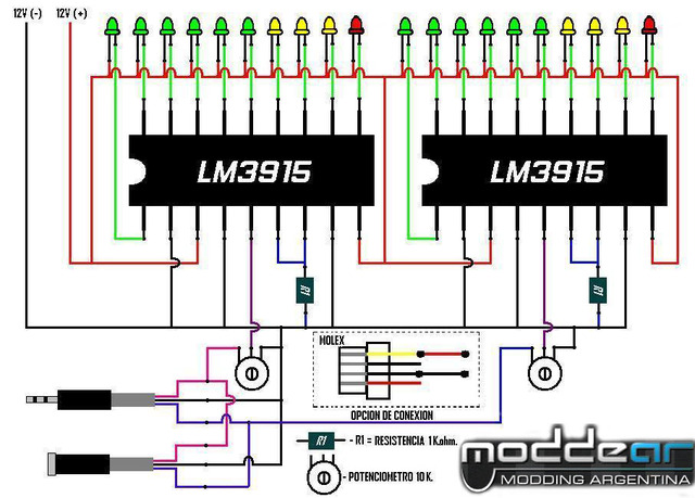 Electronica y proyectos: Vumetro doble LM3915 9V + Amplificador TDA8560 40+40W 12V