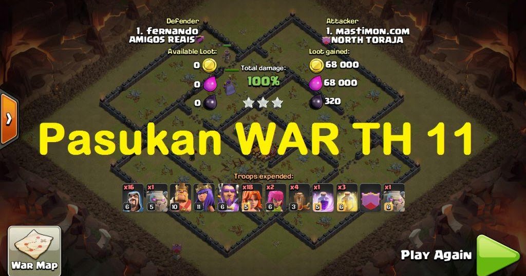 Pasukan WAR TH 11 game COC | serangan Udara dan Darat yang ampuh ...