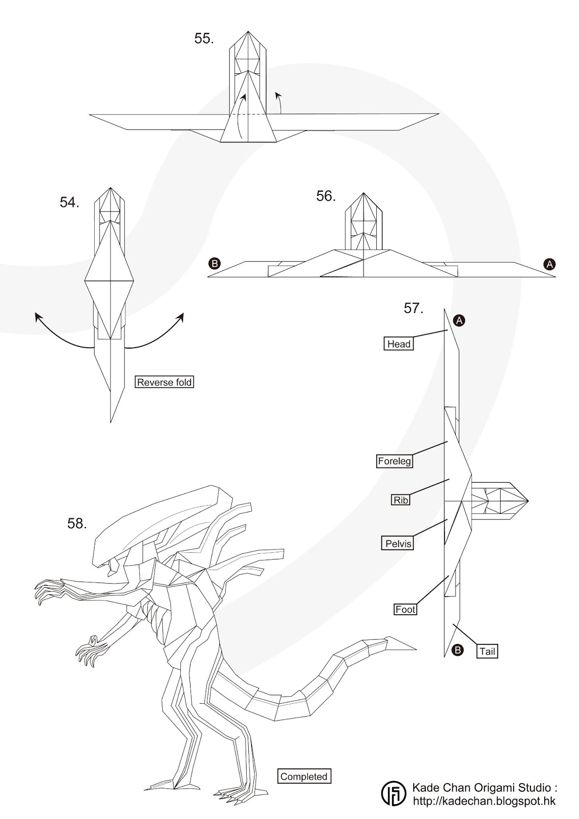 Kade Chan Origami Blog 香港摺紙工作室 (日誌): Origami Alien Tutorial 異形摺紙教學