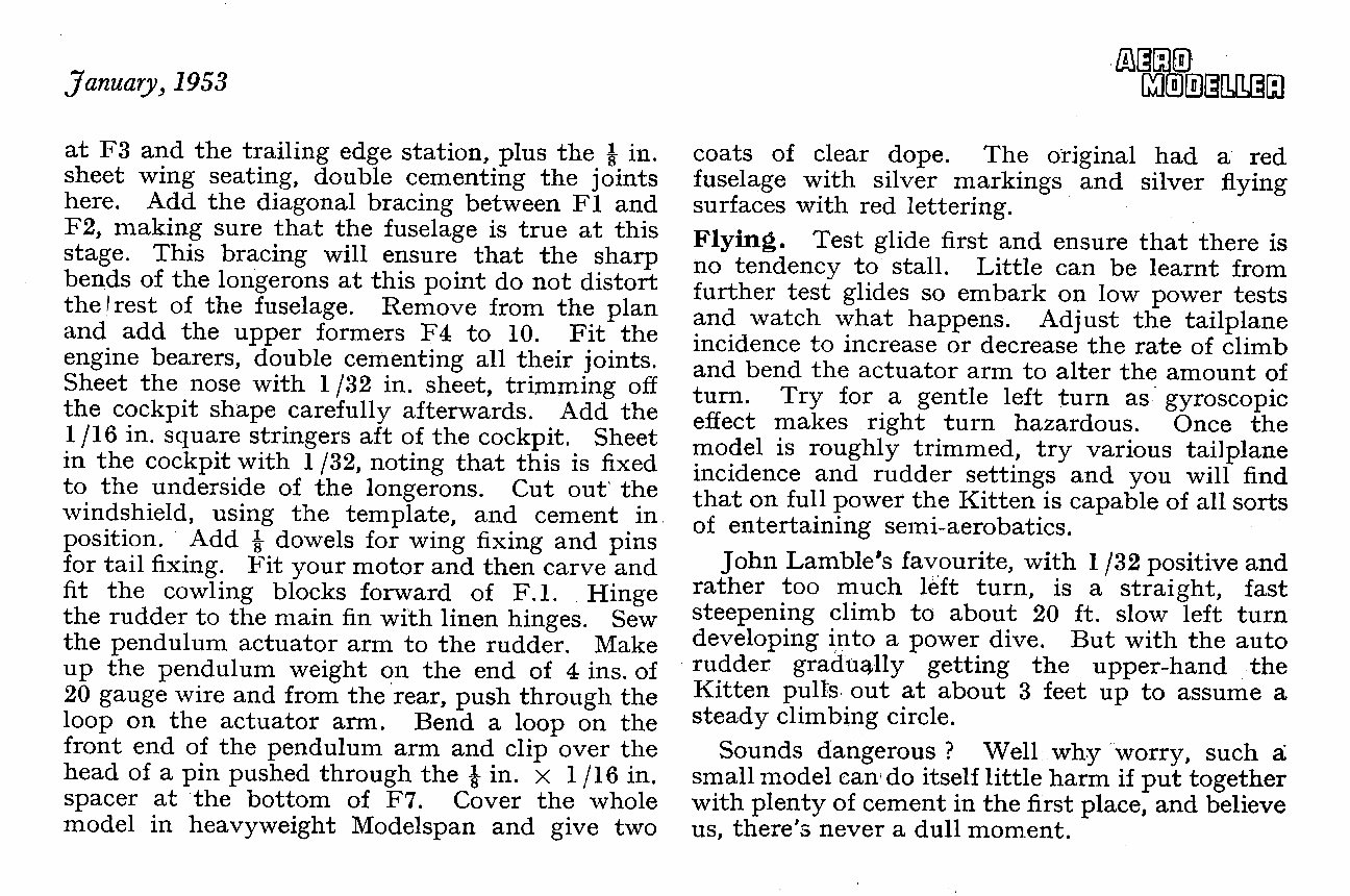 Volar Libremente - Free Flight Models Airplanes: DART KITTEN de John ...