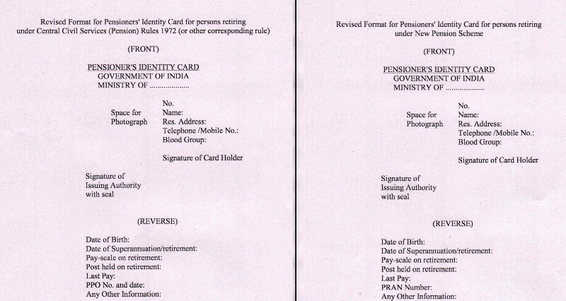 Pensioners' Identity Card : Revised Format issued by DoP&PW - NAPE C ...