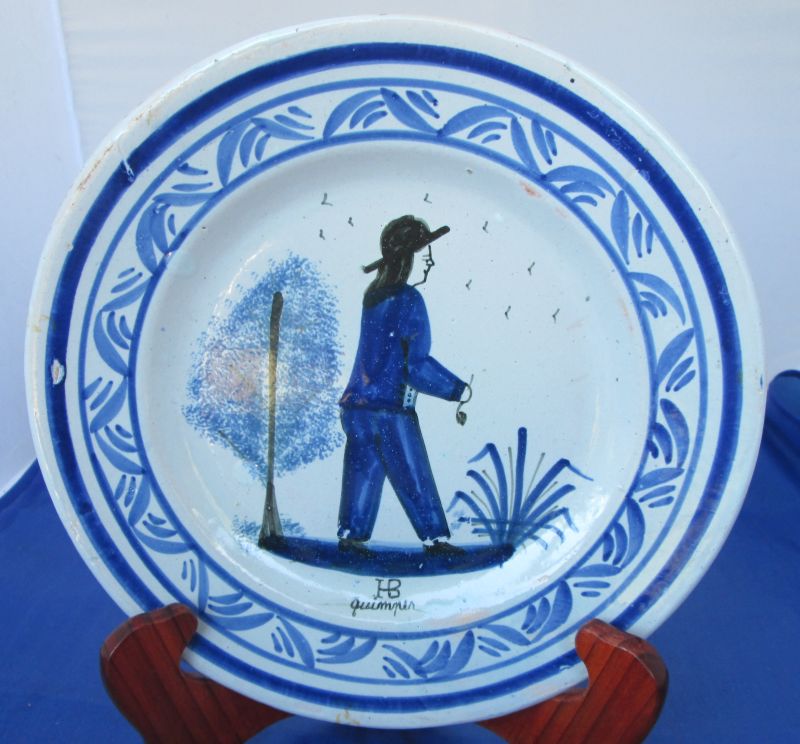 Pair HB Quimper Plates Blue & White circa 1900, - SOLD