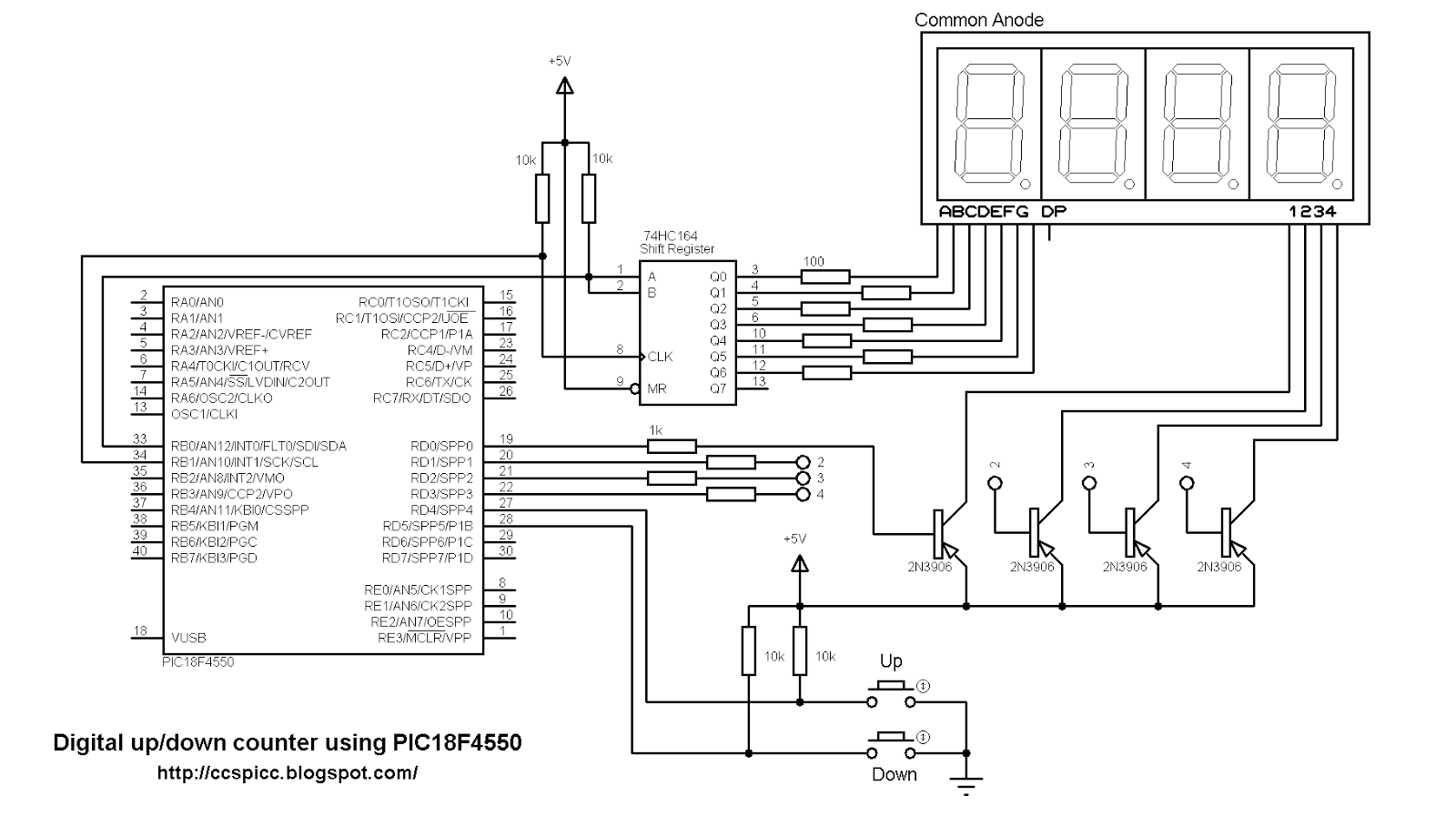 Multiplexing 7 Segment Display With Shift Register Interfacing With 18f4550