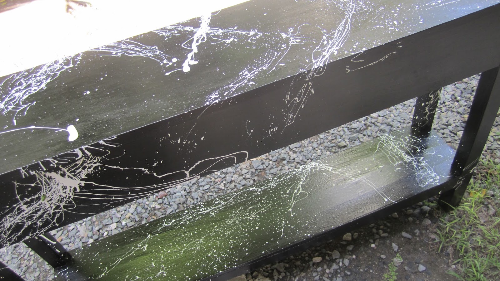 brandylovesvintage: diy: splatter paint console table (sold)