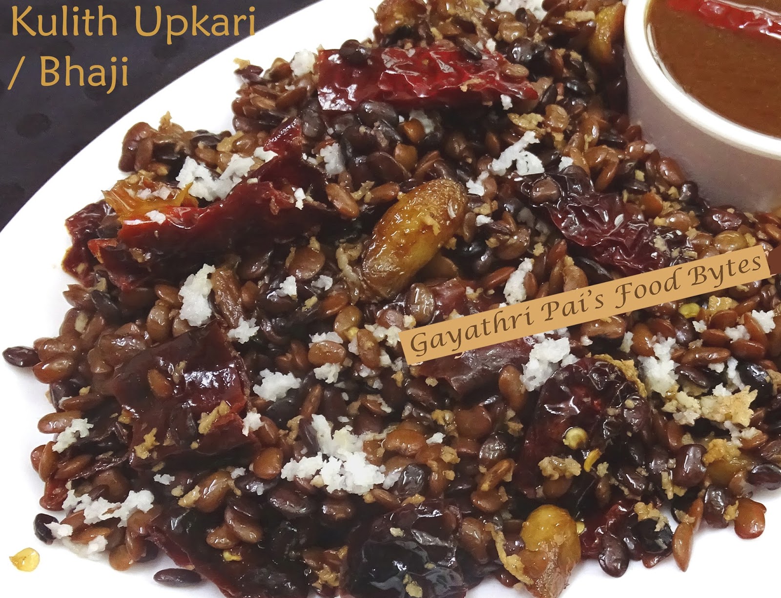 Gayathri Pai's Food Bytes: Kulith Saaru ~ Upkari / Horse Gram Saar ~ Bhaji.