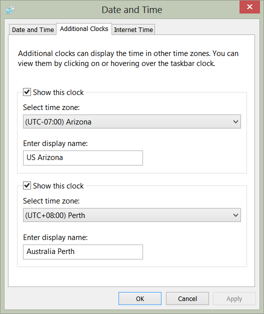 Display Multiple Clocks in System Tray