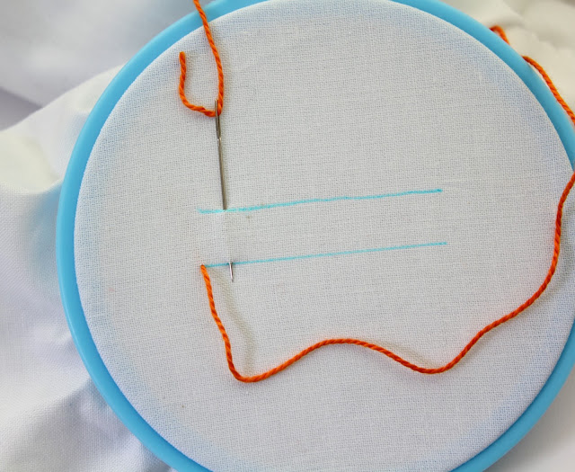 big B: 100 stitches - blanket stitch and feather stitch
