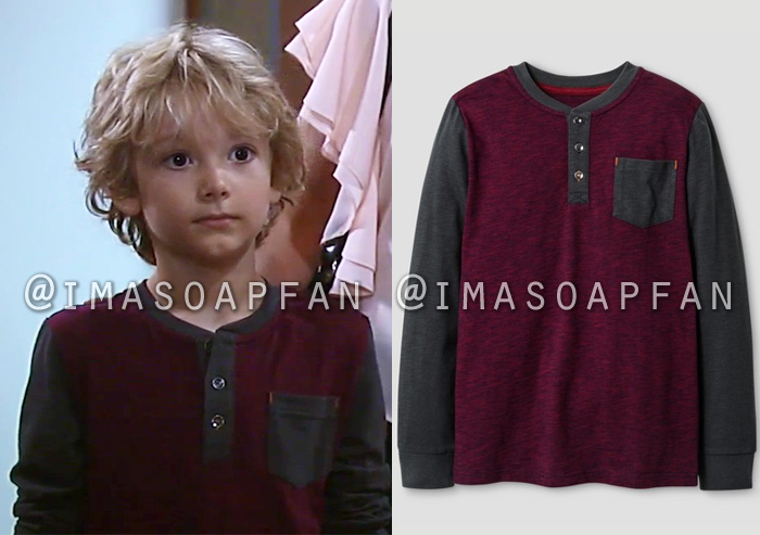 Danny Morgan's Maroon and Dark Grey Henley Shirt - General Hospital ...