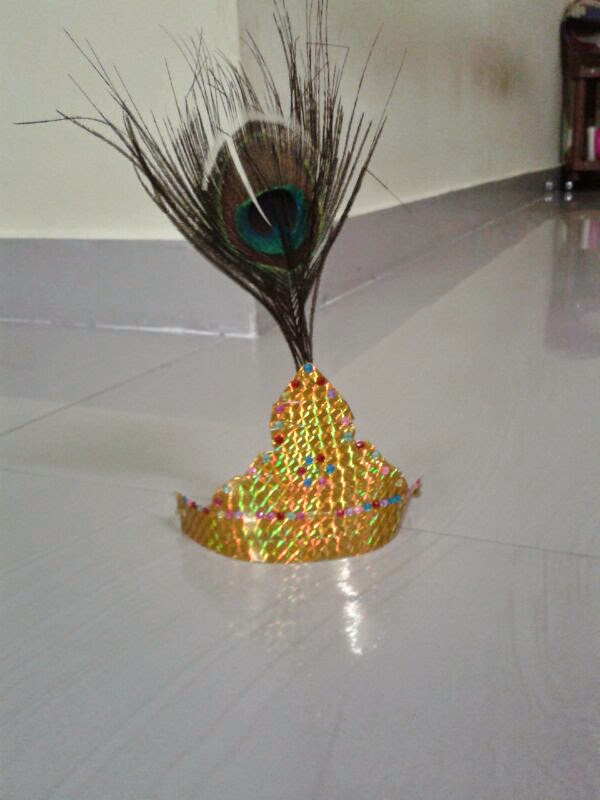 Creative Mom......: DIY- Krishna's crown/Kireetam for kids on janmashtami - Step by step ...