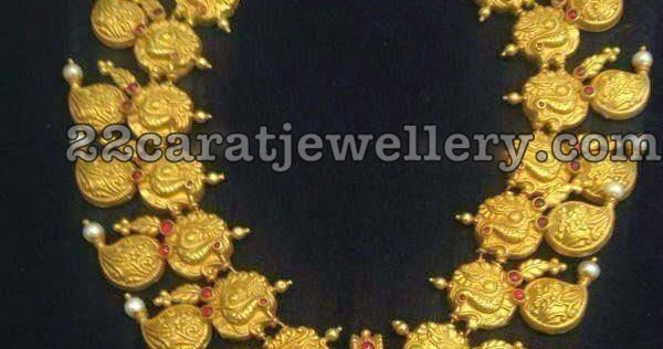 Peacock Mango Necklace with Krishna Locket - Jewellery Designs