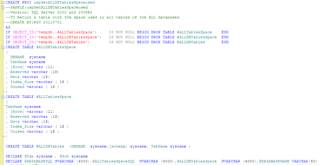 阿肥的DB學習之路: How to run sp_spaceused for all tables in all databases