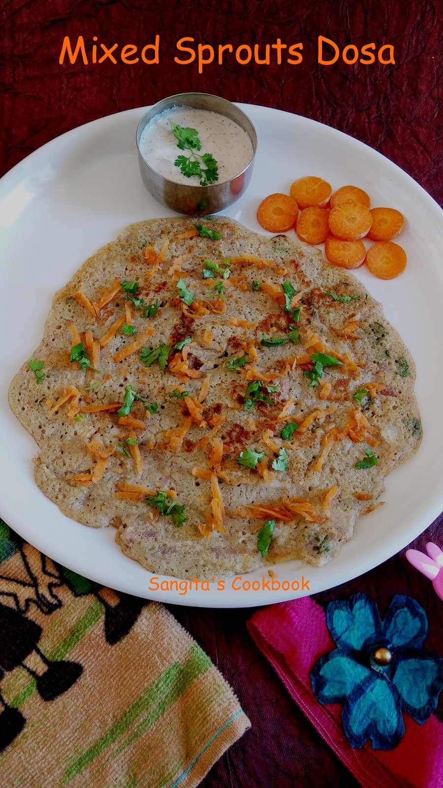 Sangita's Cookbook: Protein Rich Mixed Sprouts Dosa Recipe