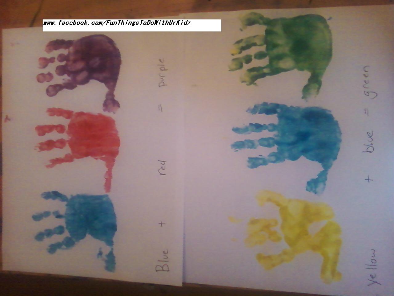 Color mixing hand prints