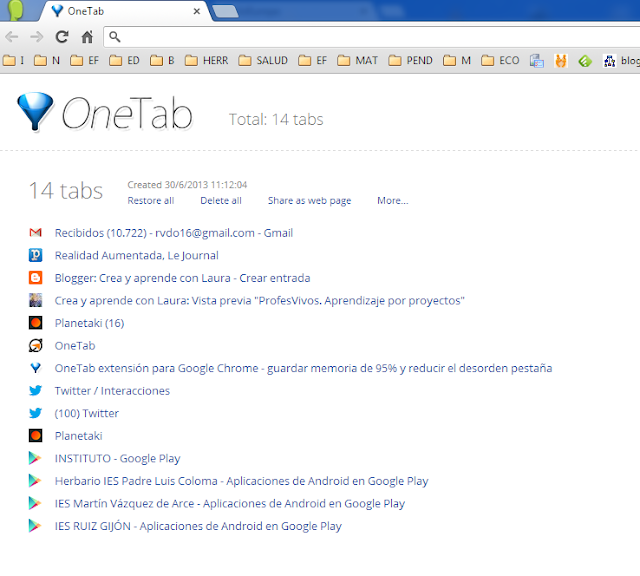 Crea y aprende con Laura: One Tab. Extensión para navegar más rápido en ...