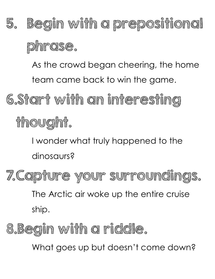 Killeen Up Your Writing: 17 Sentence Starters