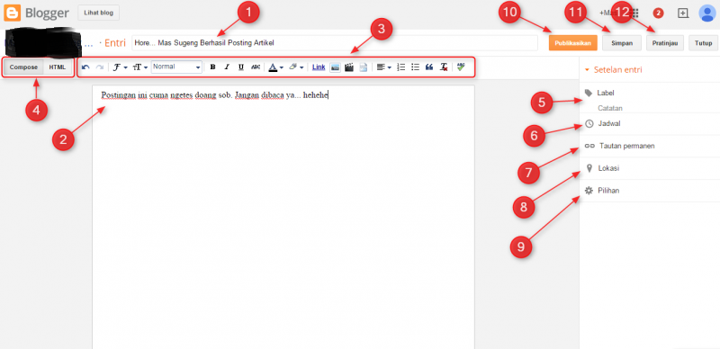 Cara Posting Artikel Blog di Blogger.com - Info Sekitar Kita