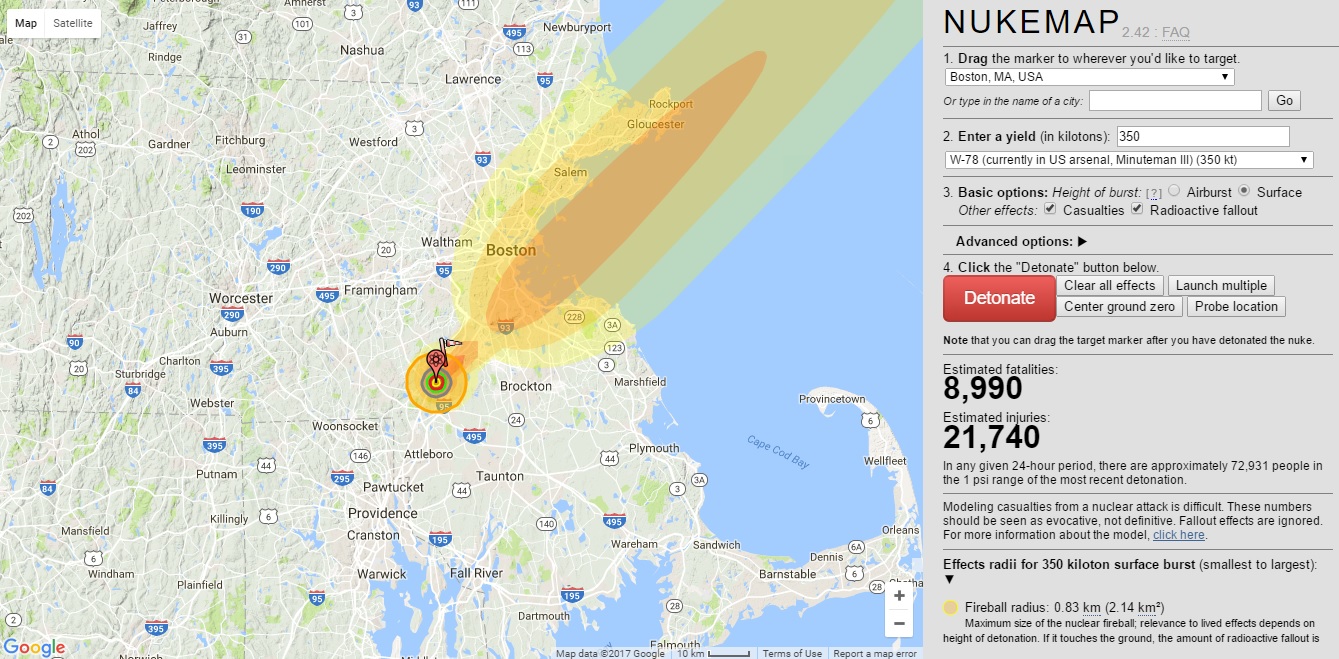 Monstrous Matters: Wasteland Wednesday: NUKEMAP