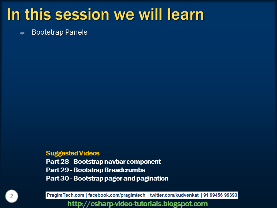 Sql server, .net and c# video tutorial: Bootstrap panels Sql server, .net and c# video tutorial: Bootstrap panels
