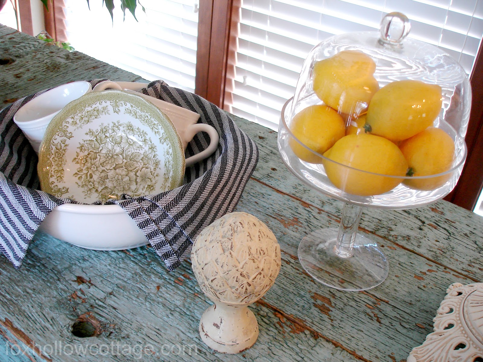 Sun Room Bar Repurposed Wood Countertop - Fox Hollow Cottage