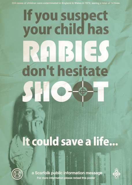 Scarfolk Council: Rabies public information poster from 1972