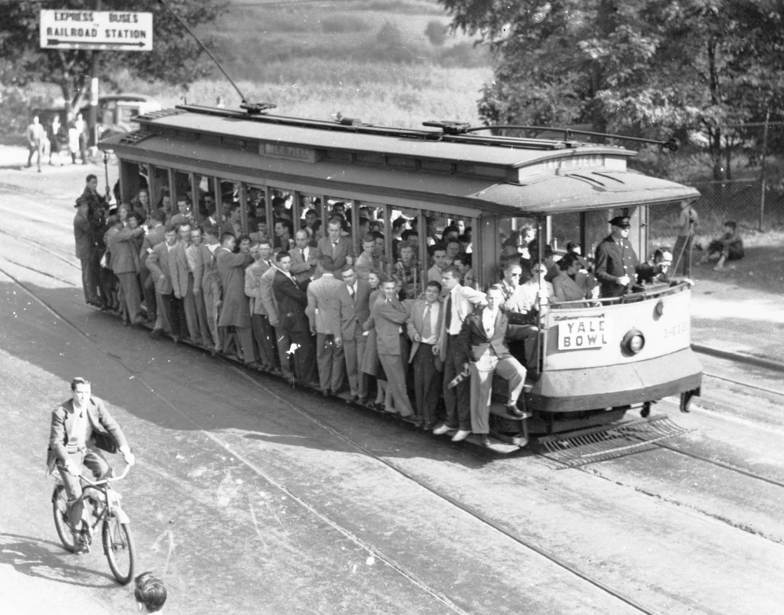 Football of Yore: Early Yale Bowl Trolley Sign