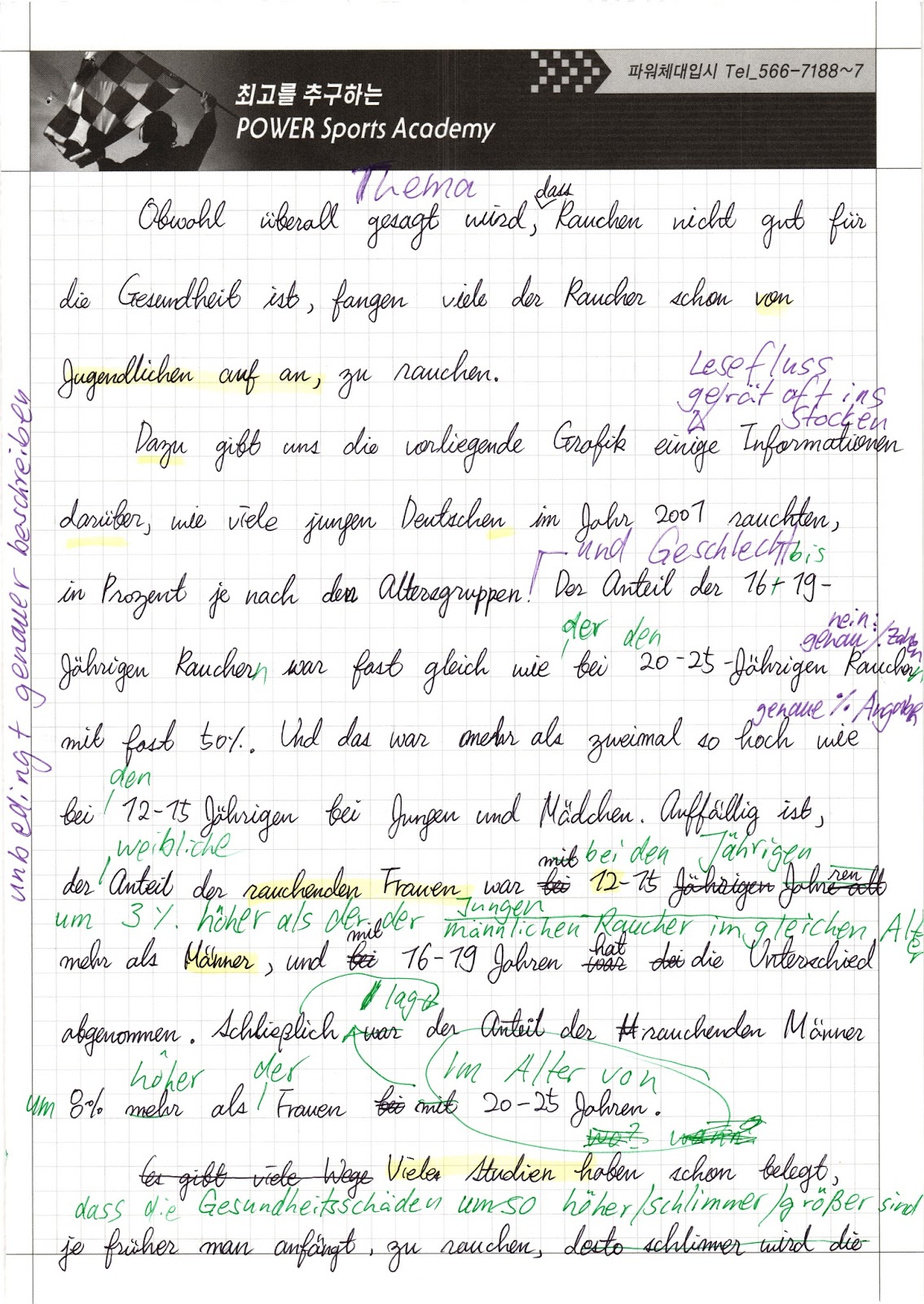 TestDaF Schreiben: Tabakkonsum