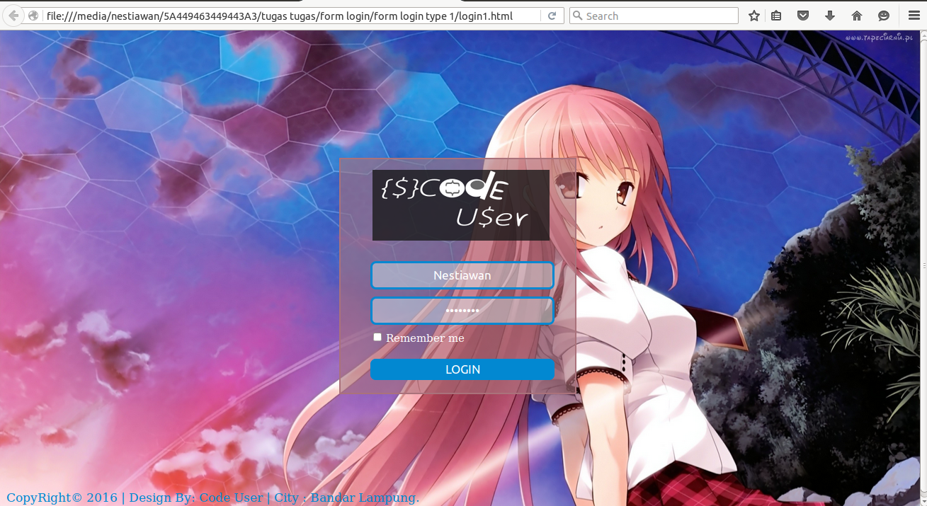 Membuat Form Login menggunakan HTML dan CSS. Membuat Form Login menggunakan HTML dan CSS.