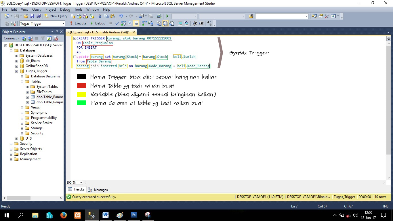 Baru belajar: Belajar Fungsi Trigger pada SQL Server
