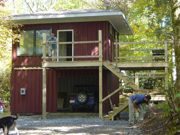 CT: Here Shipping container home garage