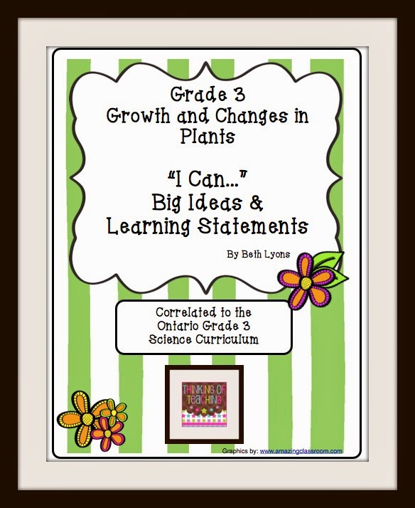 Thinking of Teaching: Growth and Changes in Plants- Learning Goal Cards ...