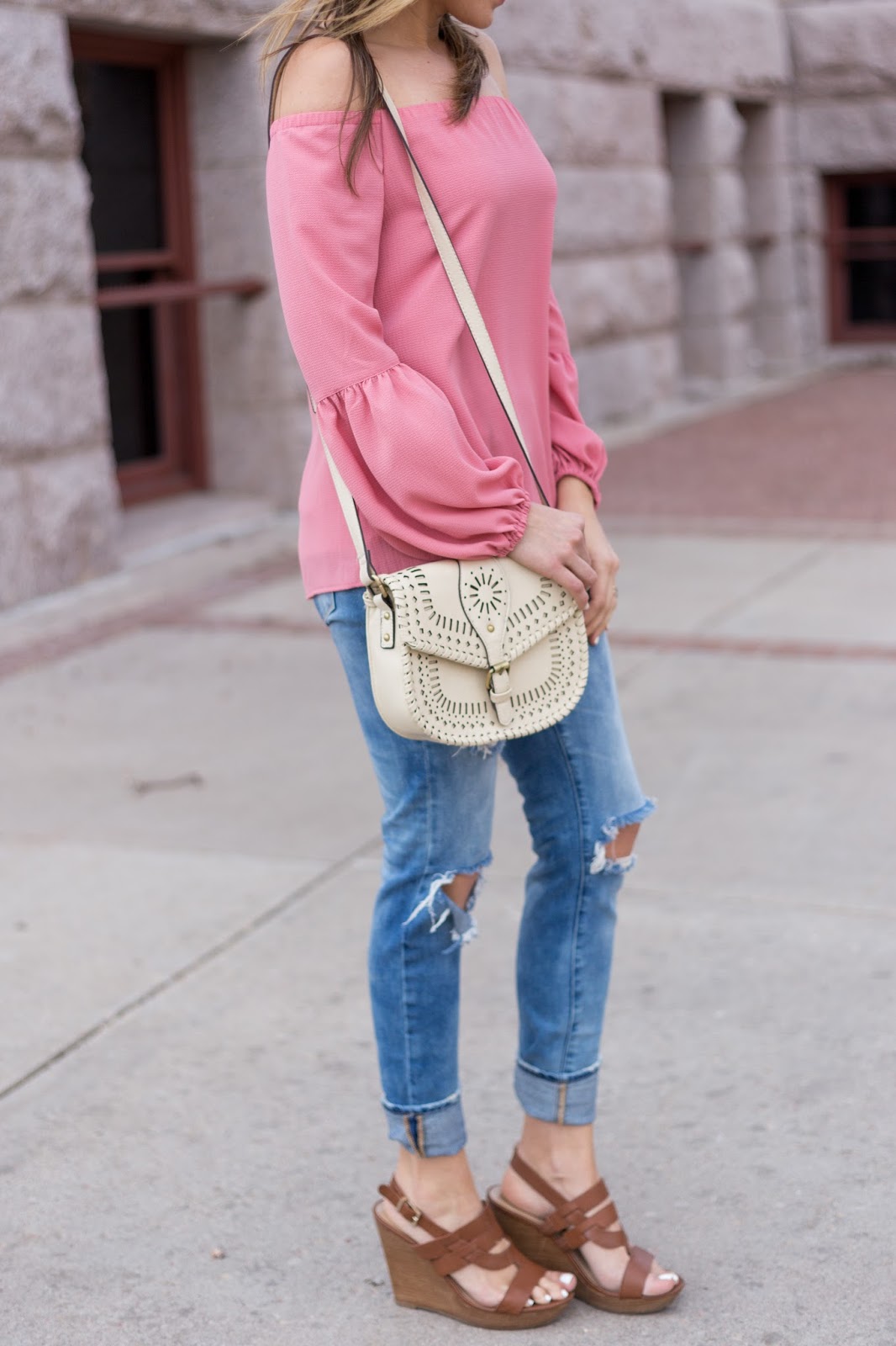 Pink Off The Shoulder Top - Leah Behr