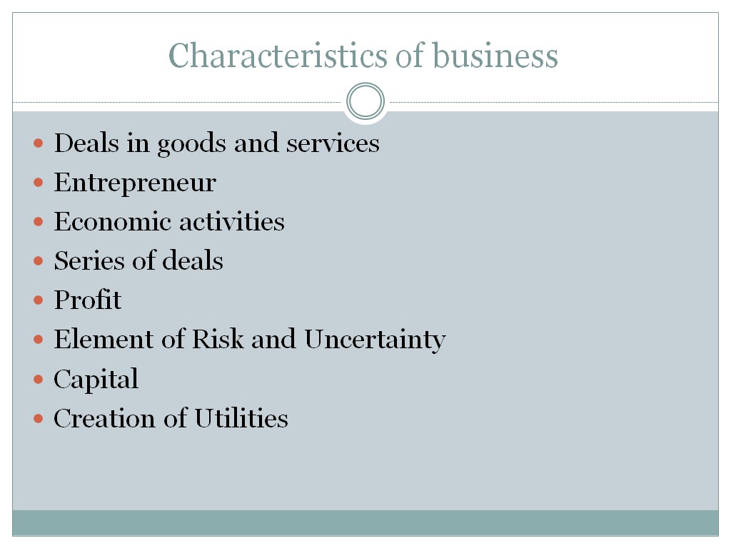 definition and characteristics of business - Bs-Commerce