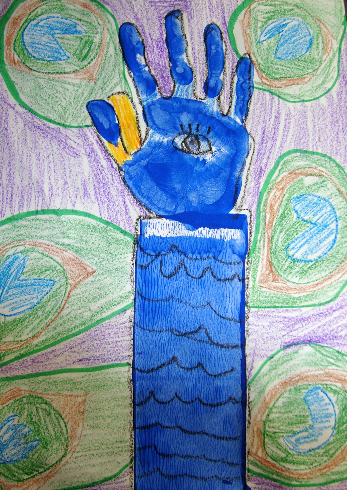 Sparkly Art with Ms. Carney!: Mixed Media Handprint Peacocks - 2nd Grade!