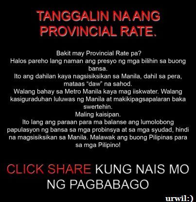 Philippine Re-development and Rehabilitation: The Manila Rate Problem