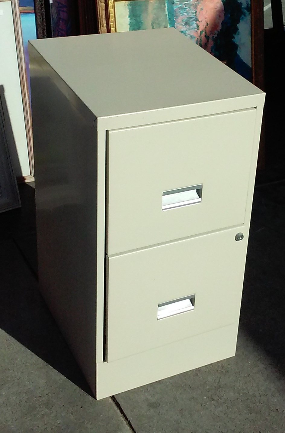UHURU FURNITURE & COLLECTIBLES: SOLD 2-Drawer Beige Filing Cabinet - $12