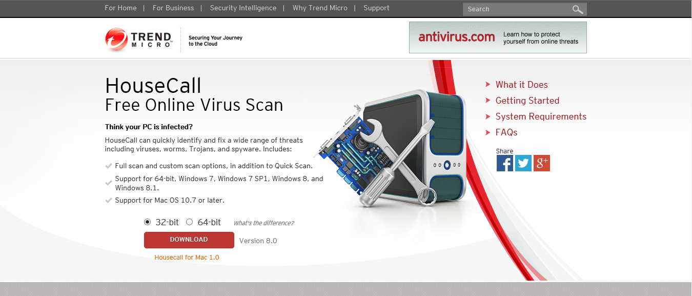 Web Link: housecall.trendmicro.com