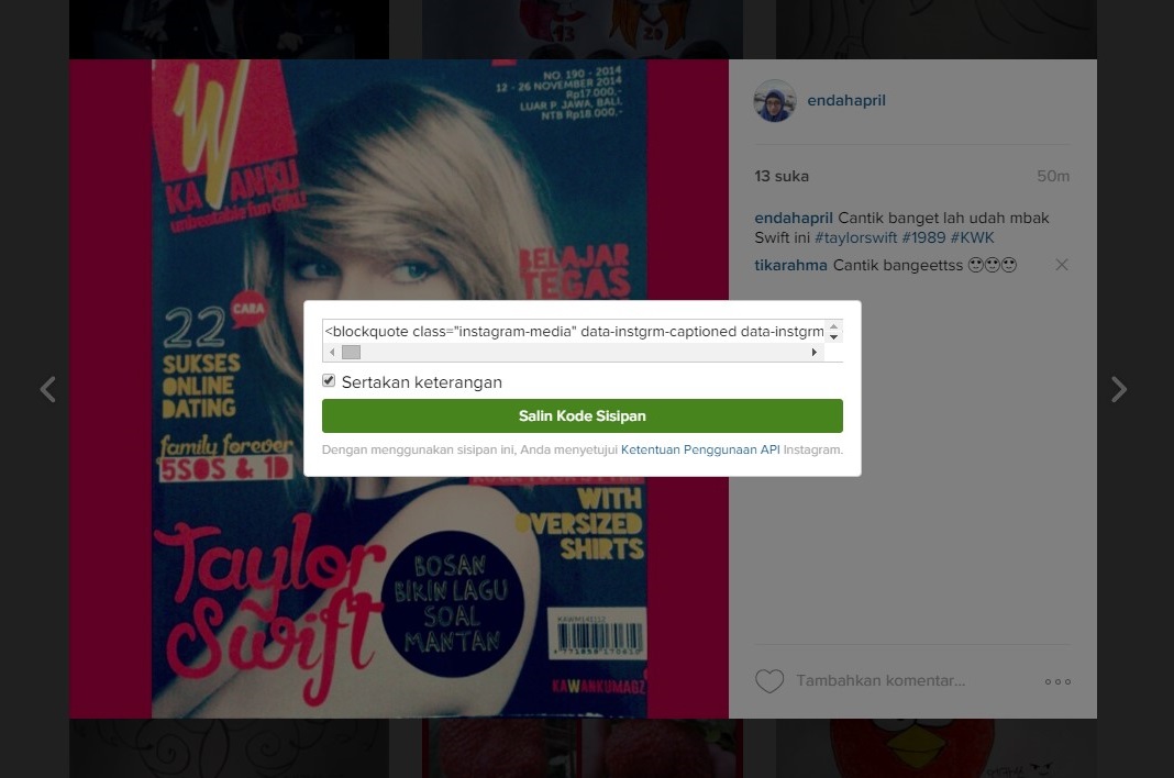 Cara Menyisipkan Postingan Instagram di Blogger