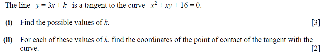 IGCSE Additional Mathematics: Representative Problems: Topic 6 ...
