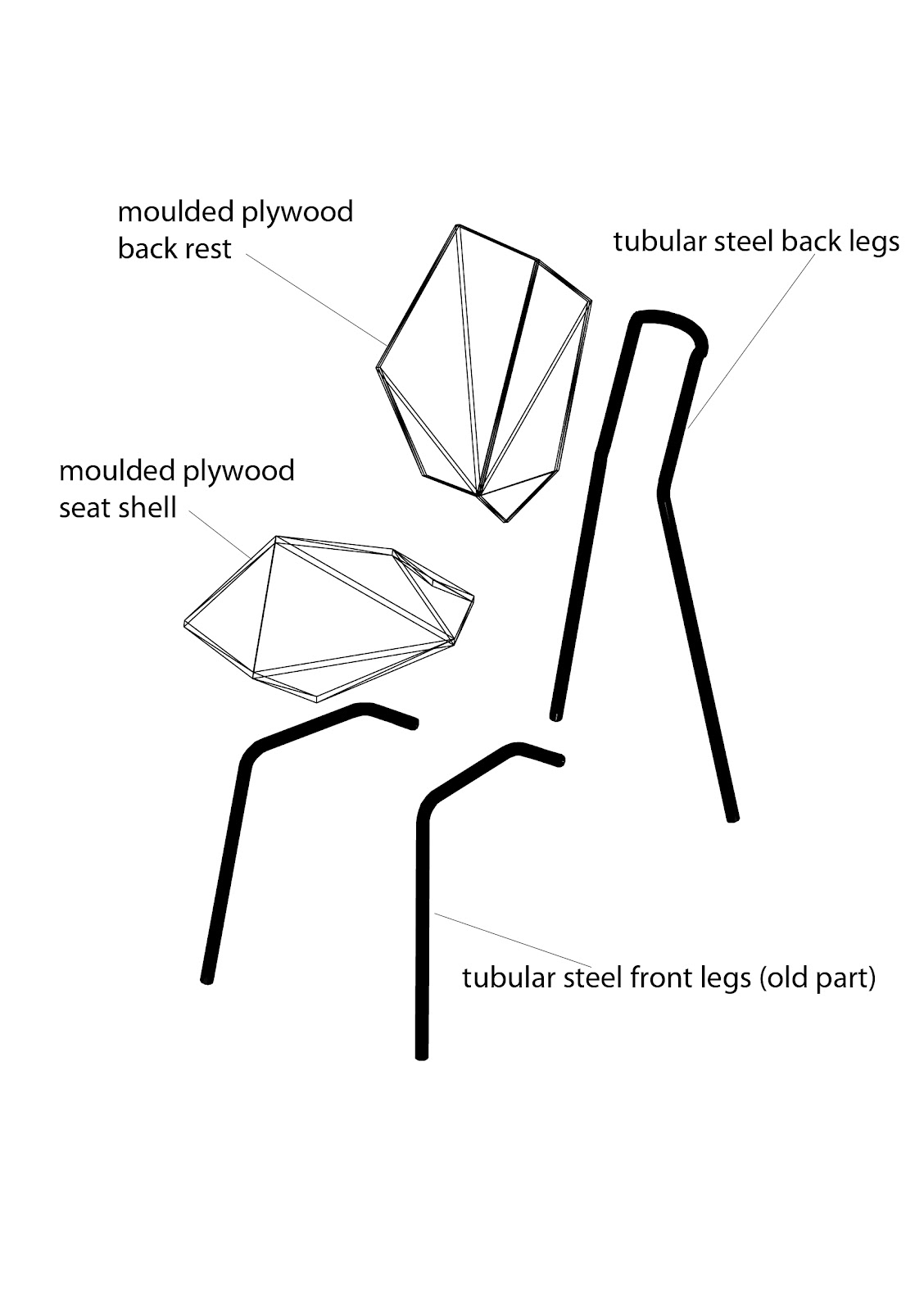 Furniture Design S1/12 Elena Conrad: exploded drawing