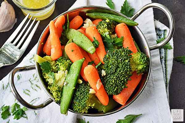 Steamed Vegetables with Garlic Butter | Life Tastes Good
