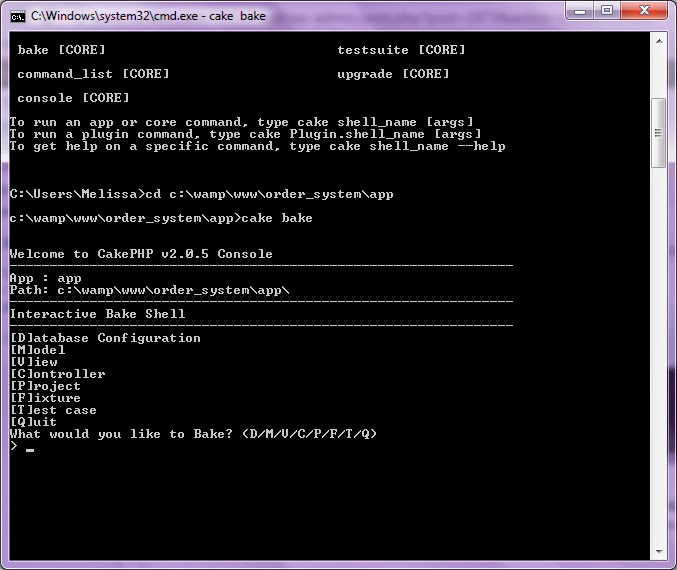 Cake PHP Rapid Development: Running CakePHP Command Line Tools in Windows