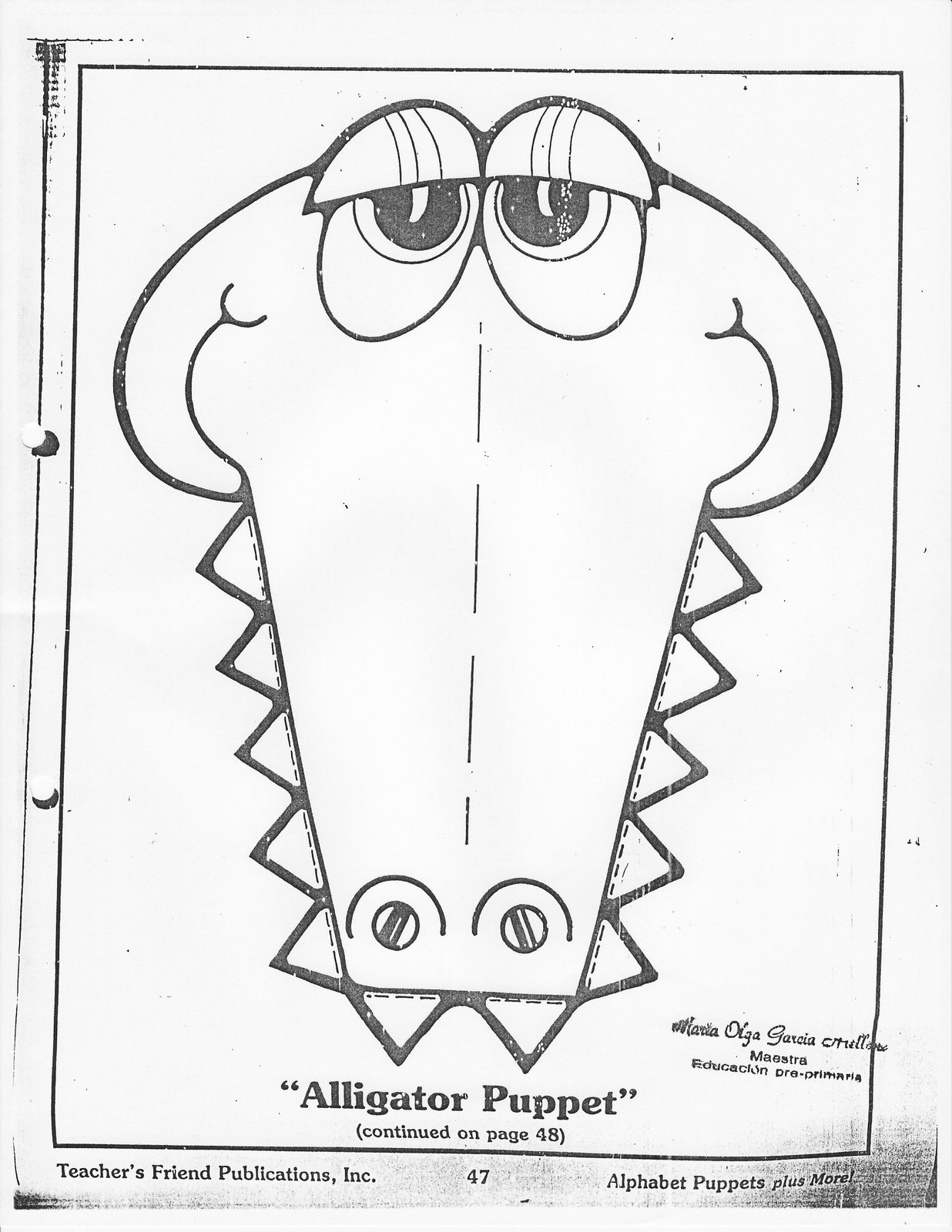 Fichas de Inglés para niños: Puppet crocodile for children