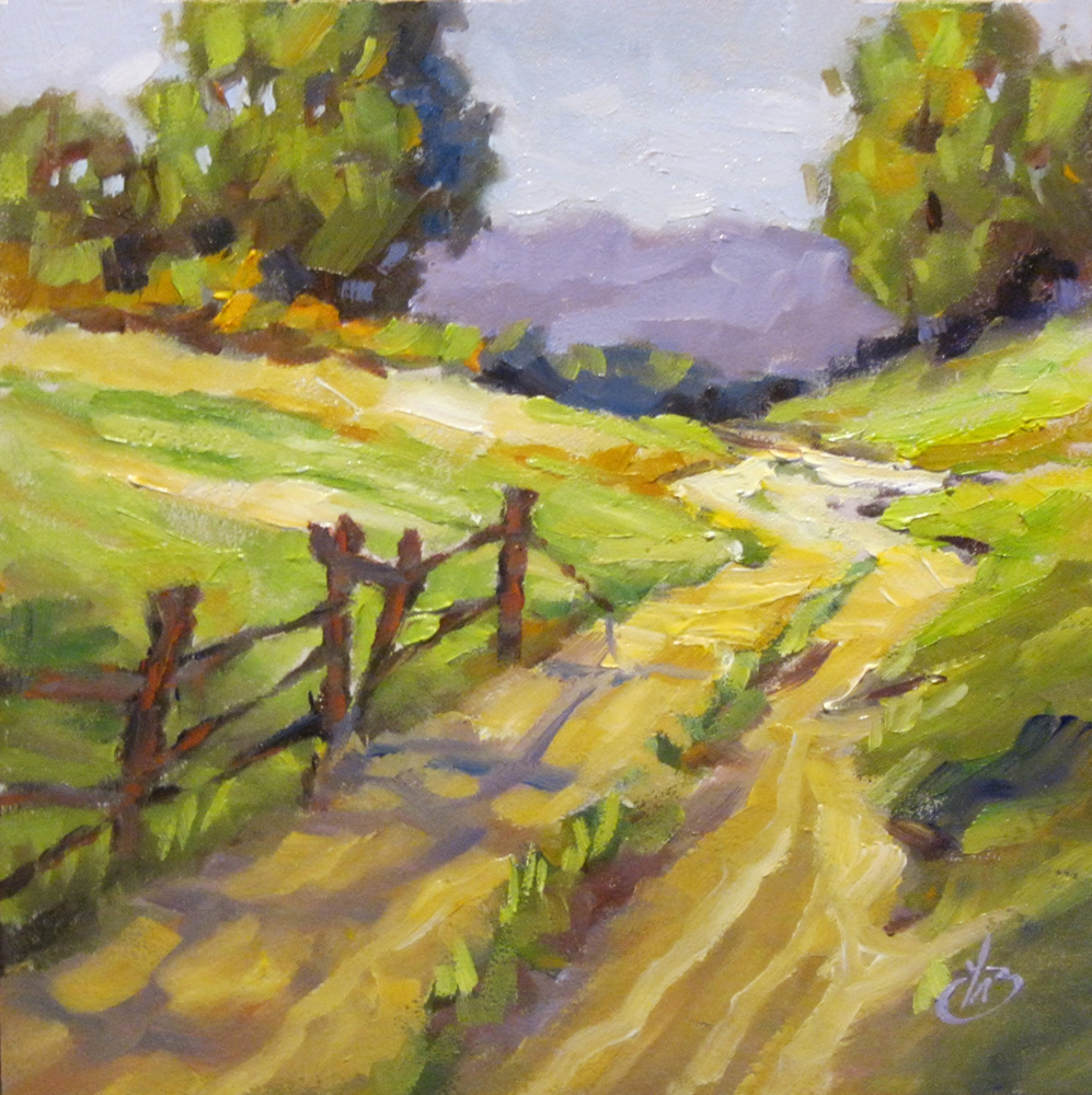 TOM BROWN FINE ART: COUNTRY ROAD 6x6 INCH ORIGINAL OIL PAINTING by TOM ...