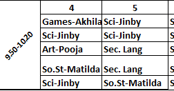 Birla World School Oman: Grade 5B - Time Table