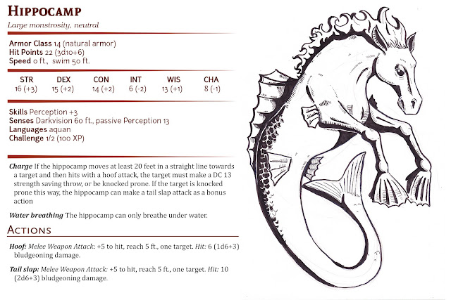 Inktober Monstrosities: H for Hippocamp