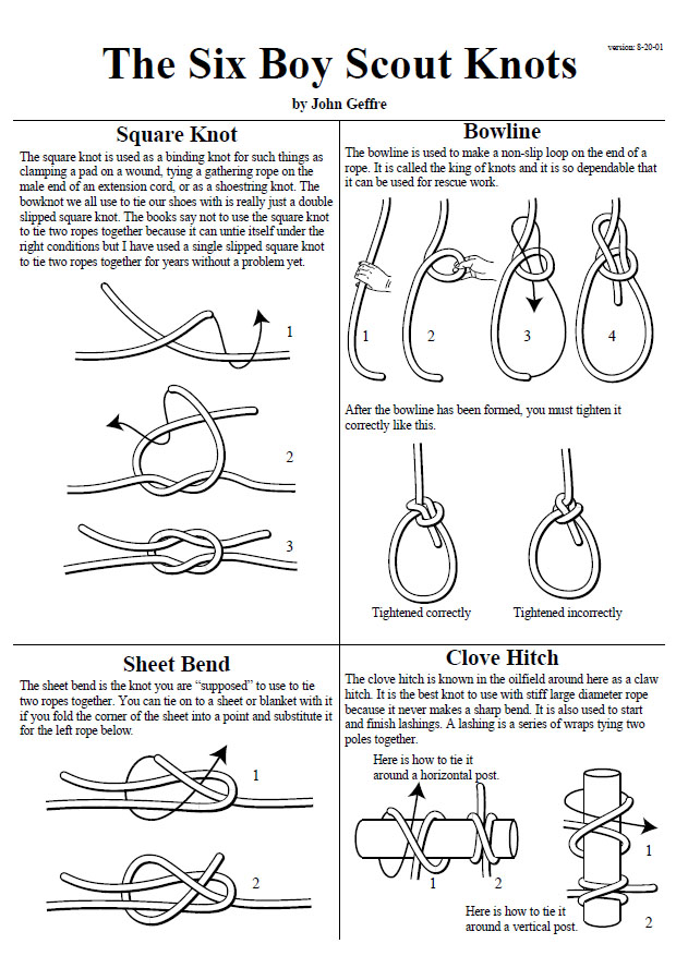 Knot Tying Scouts Printable