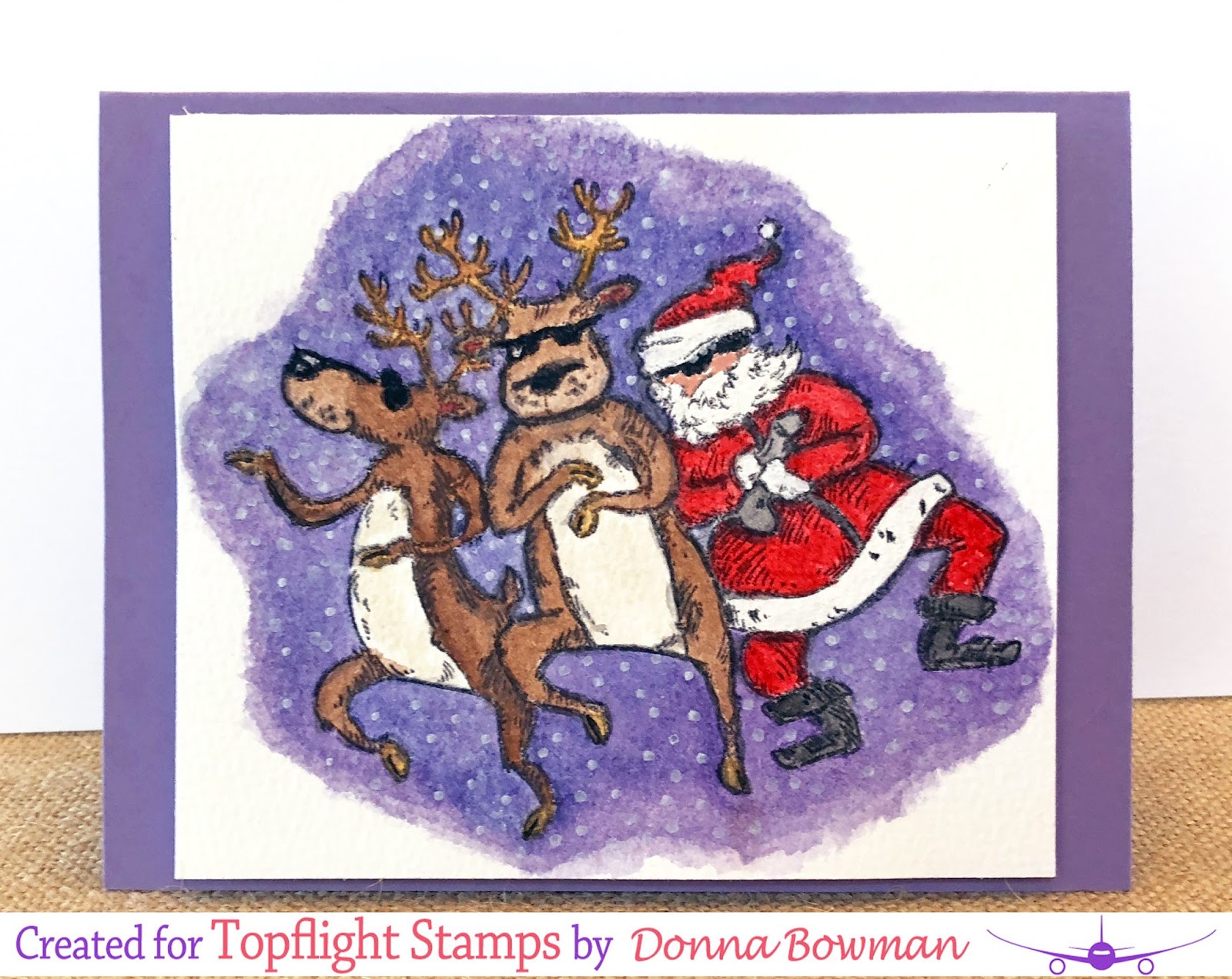 Donna's Crafty Place: Dancing Reindeer and Santa Christmas Card