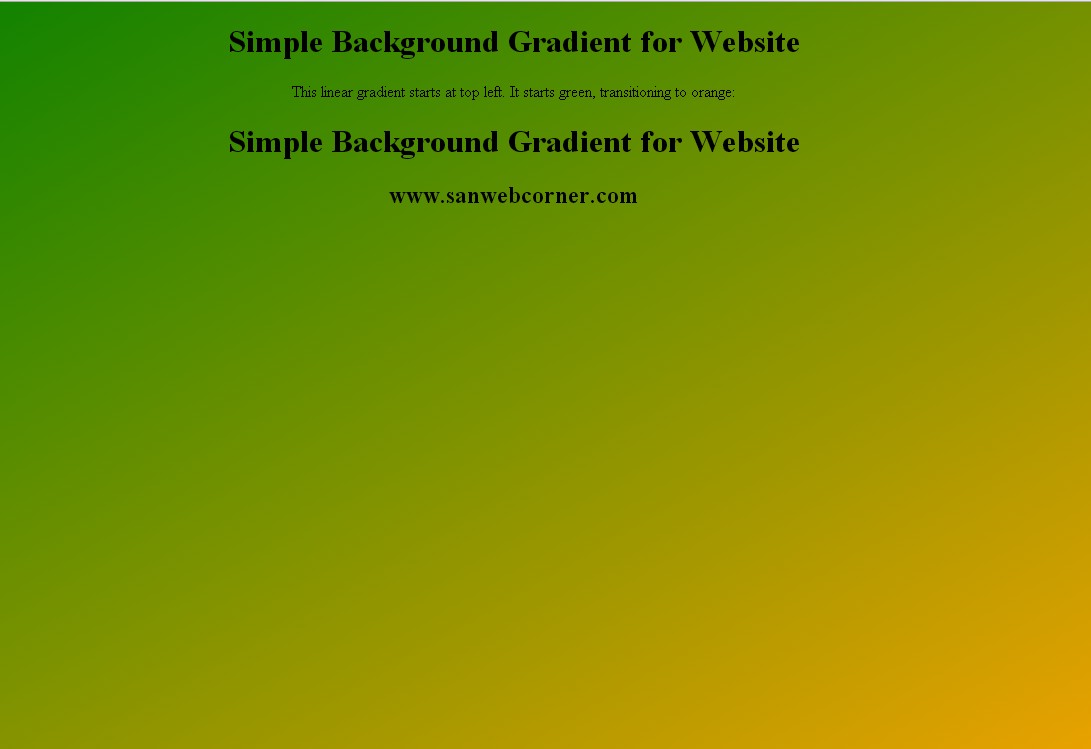 Simple Gradient Background for webpage using css3 code